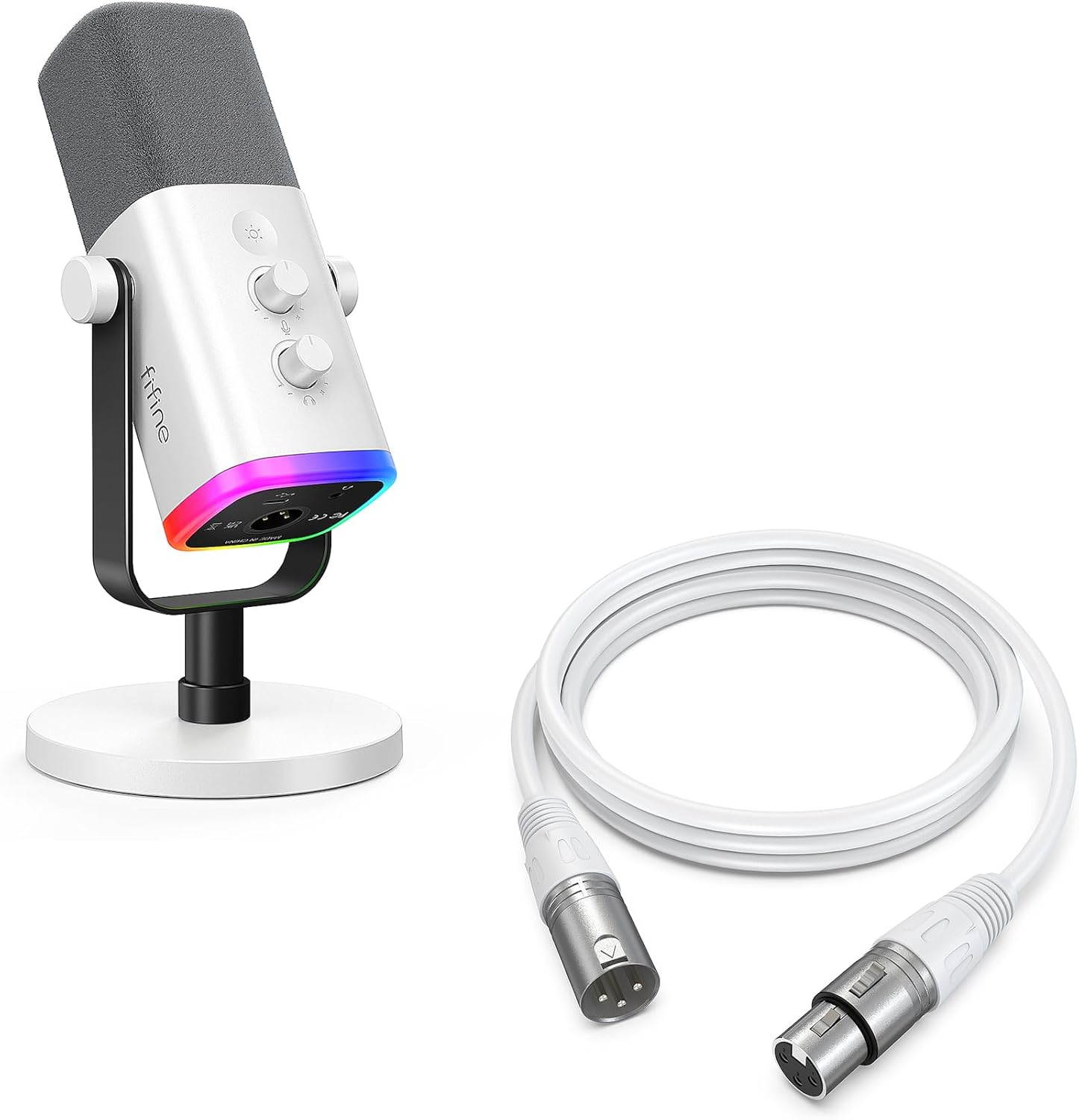 Amazon.com: FIFINE Gaming Dynamic Microphone with XLR Cable Set, RGB ...