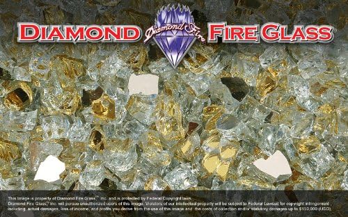 Amazon.com: Fire Pit Fireplace Diamond Fire Glass - 5 Pound Bag - 24k ...