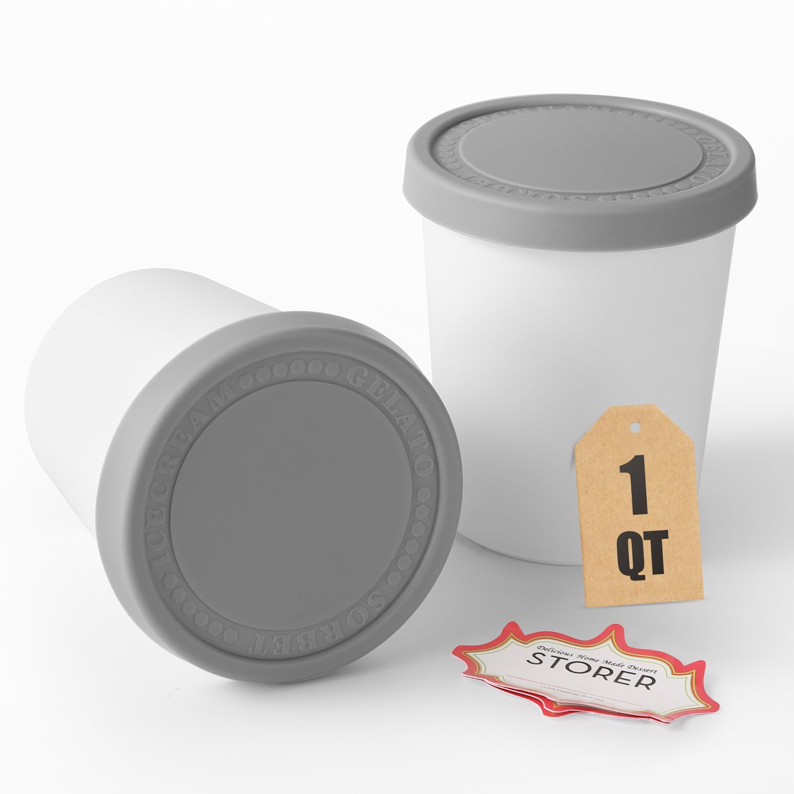 Snapklik.com : 2Pack Ice Cream Containers For Homemade Ice Cream1 Quart ...