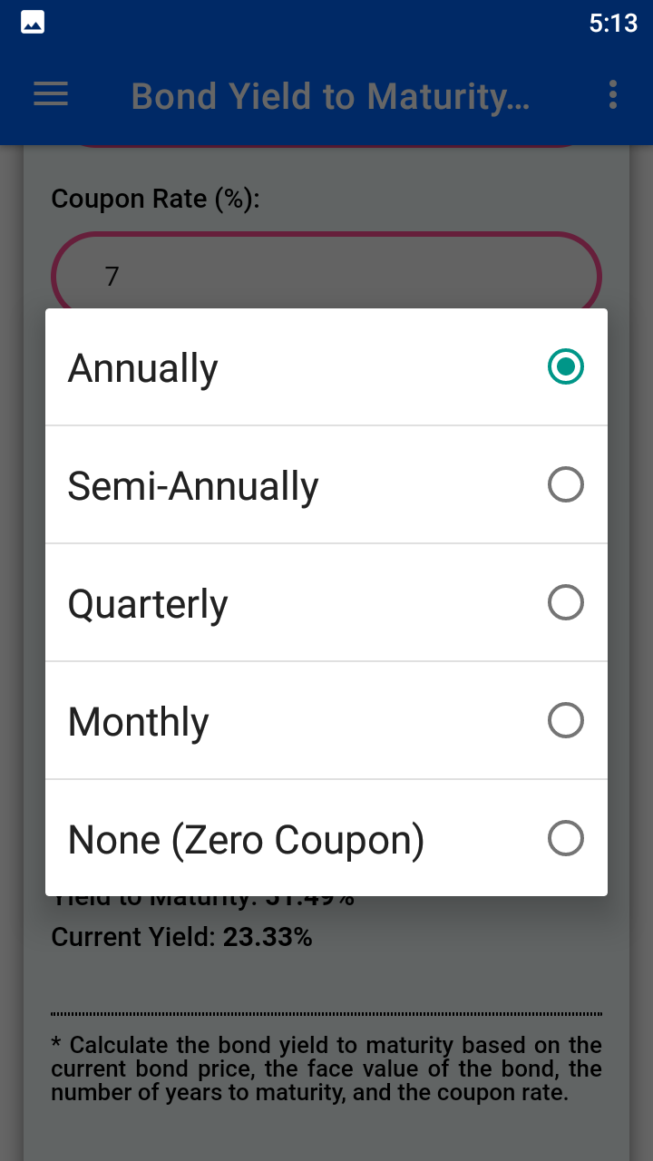 Bond Yield to Maturity Calculator - App on Amazon Appstore