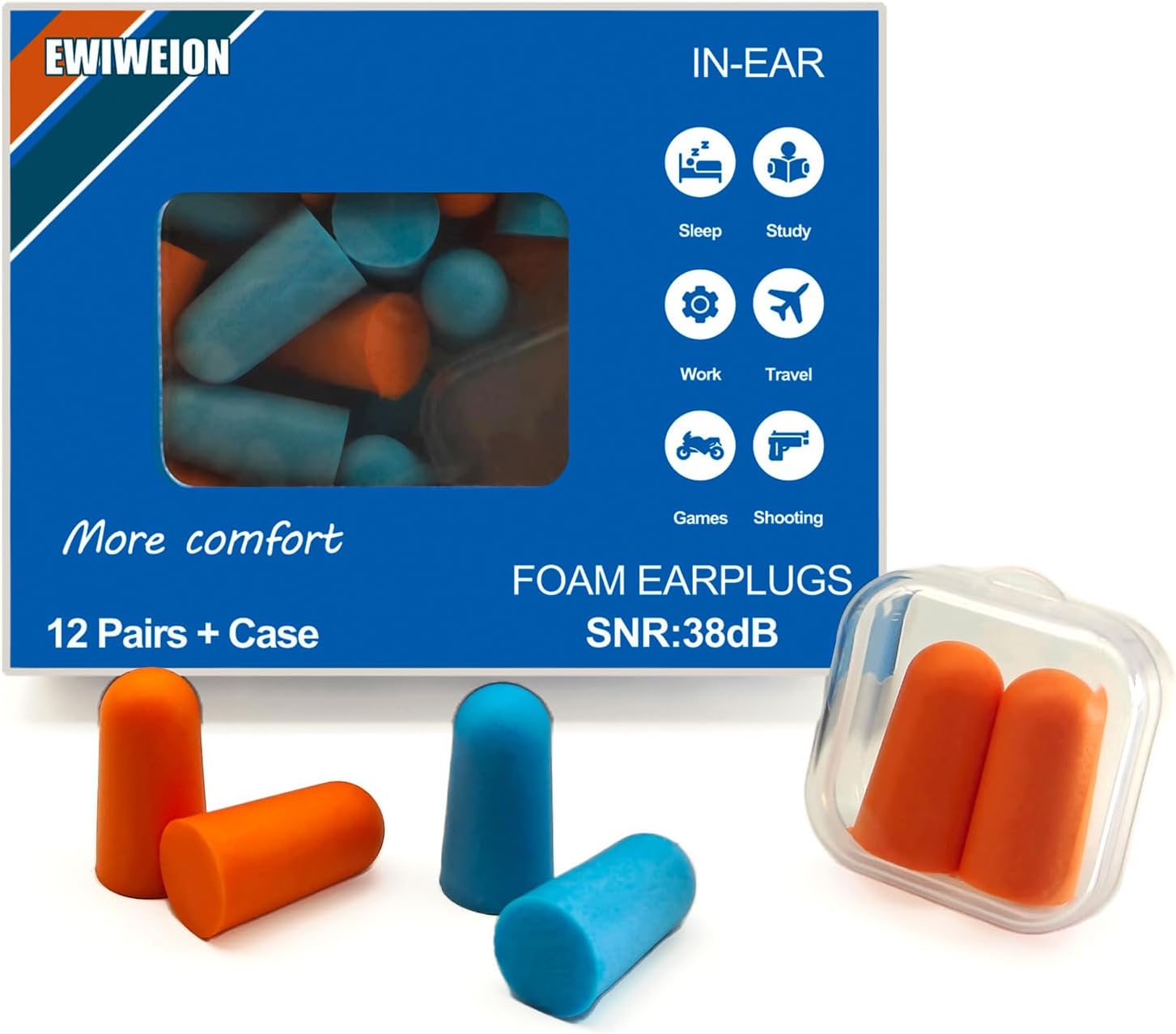 Amazon.com: Flents Foam Ear Plugs, 10 Pair with Case for Sleeping ...