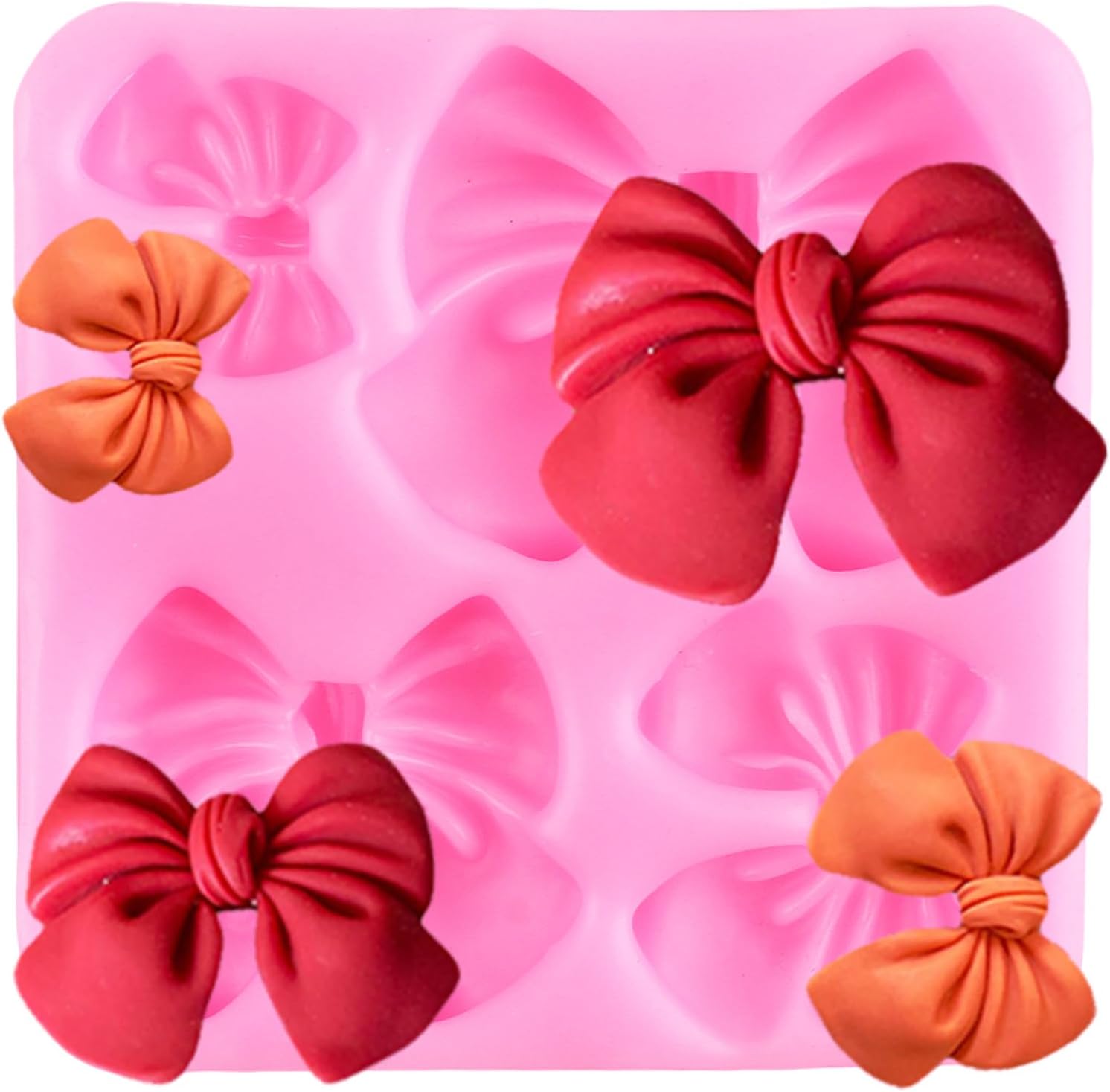 Amazon.com: 4Pcs Bow Chocolate Molds Bowknot Fondant Mold Mini Epoxy ...