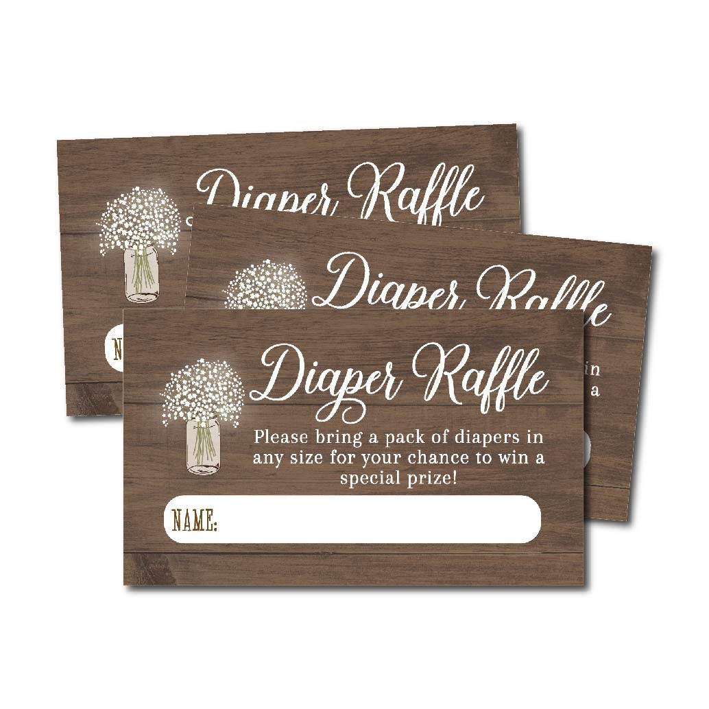 Buy 25 Rustic Diaper Raffle Ticket Lottery Insert Cards For Girl or Boy ...