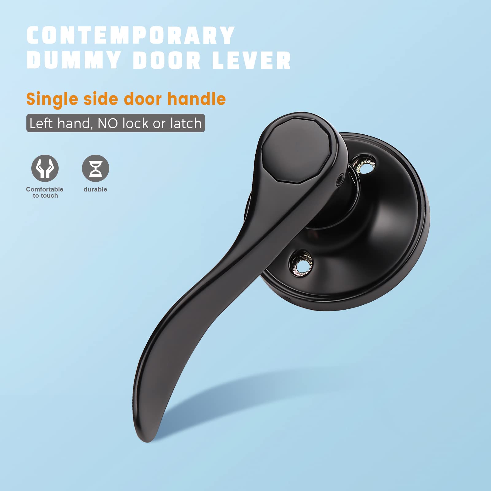 Snapklik.com : KNOBWELL 1 Pack Dummy Door Knob Black Lever Door Handle ...