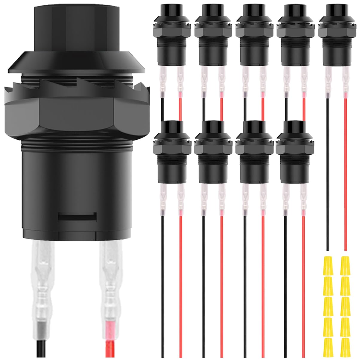 Amazon.co.jp: MKBKLLJY 10個入り セルフロック式プッシュボタン・スイッチ 12mm AC 250V/1.5A 125V ...