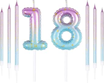 Amazon.com: iNINGER New 18th Birthday Candle Eighteen Year Pink Happy ...