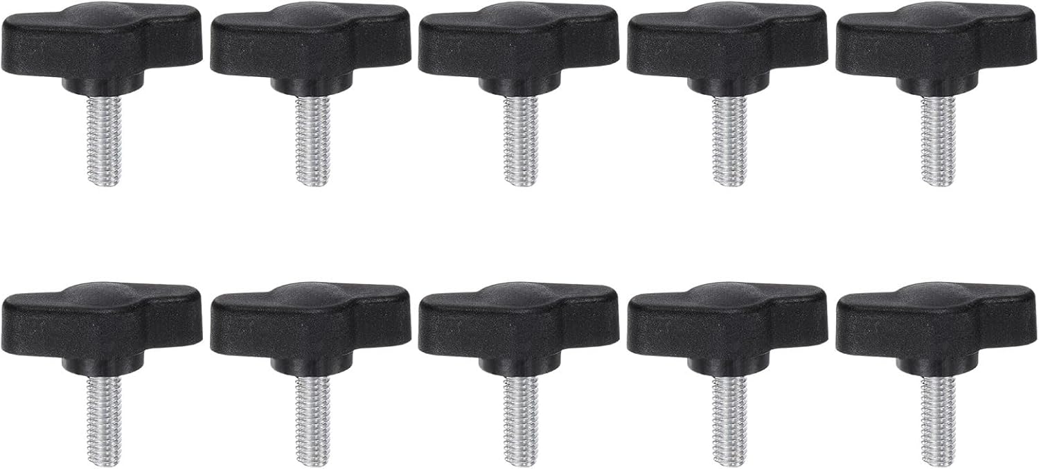 sourcing map 10pcs Tee Wing Knobs Thumb Screws M5 x 16mm Male Thread 27mm Plastic Head T Knobs ...