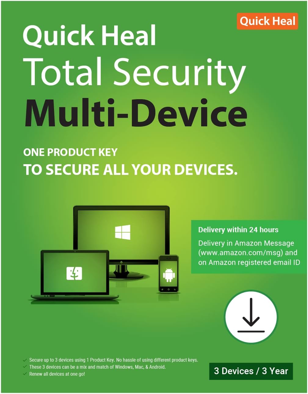 Quick Heal Total Security Multi Device | 3 Year | 3 Devices | SINGLE ...