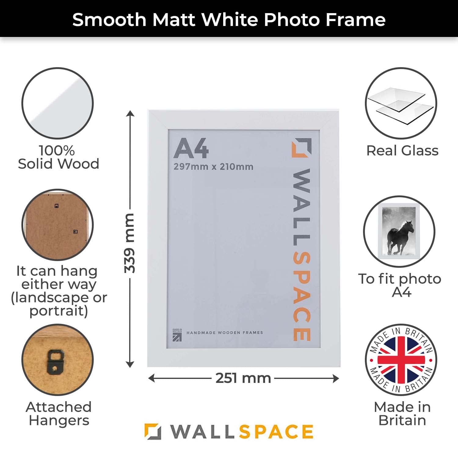 Wall Space A4 White Frame | Matt White A4 Picture Frame 297×210 | A4 ...