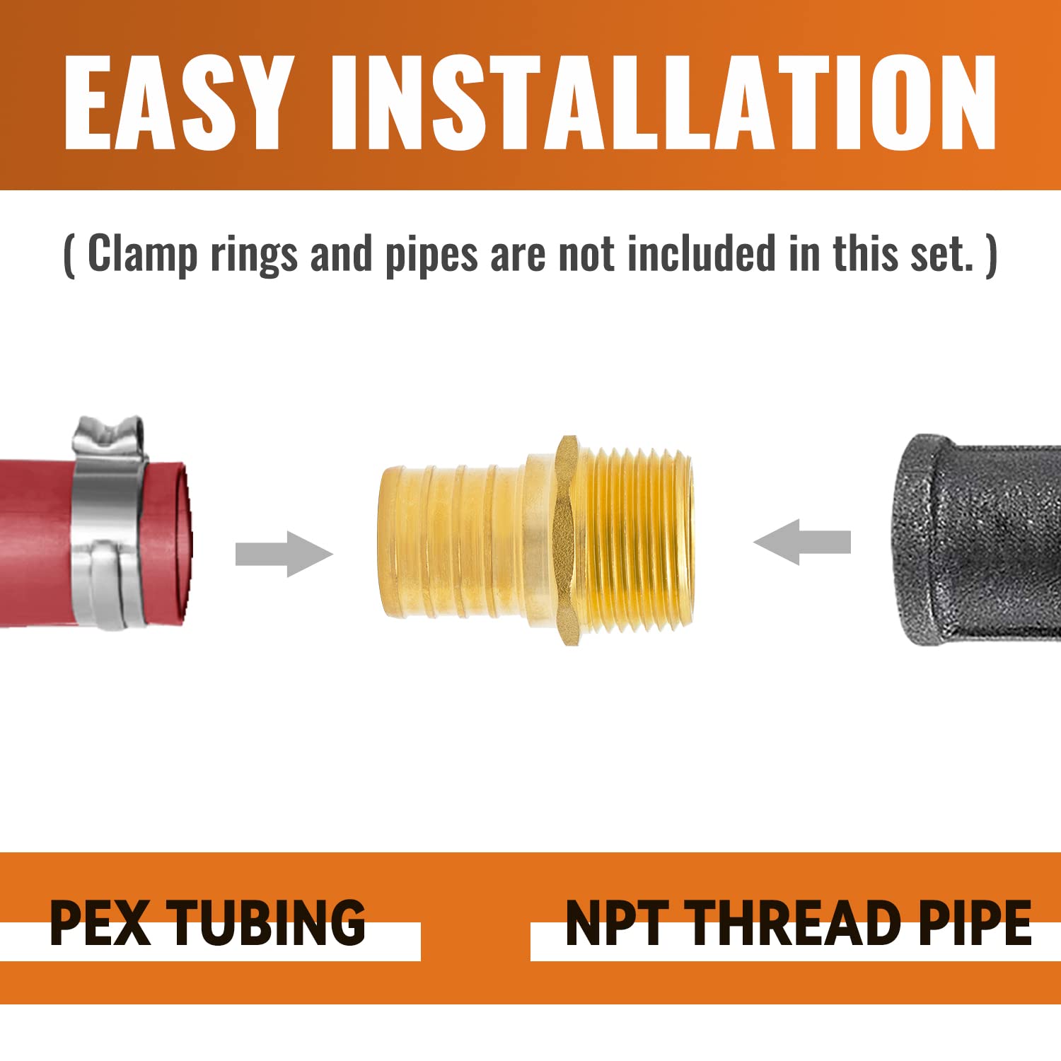 Snapklik.com : SUNGATOR 6-Pack PEX 1 X 3/4 NPT Male Threaded Adapter Crimp Fitting