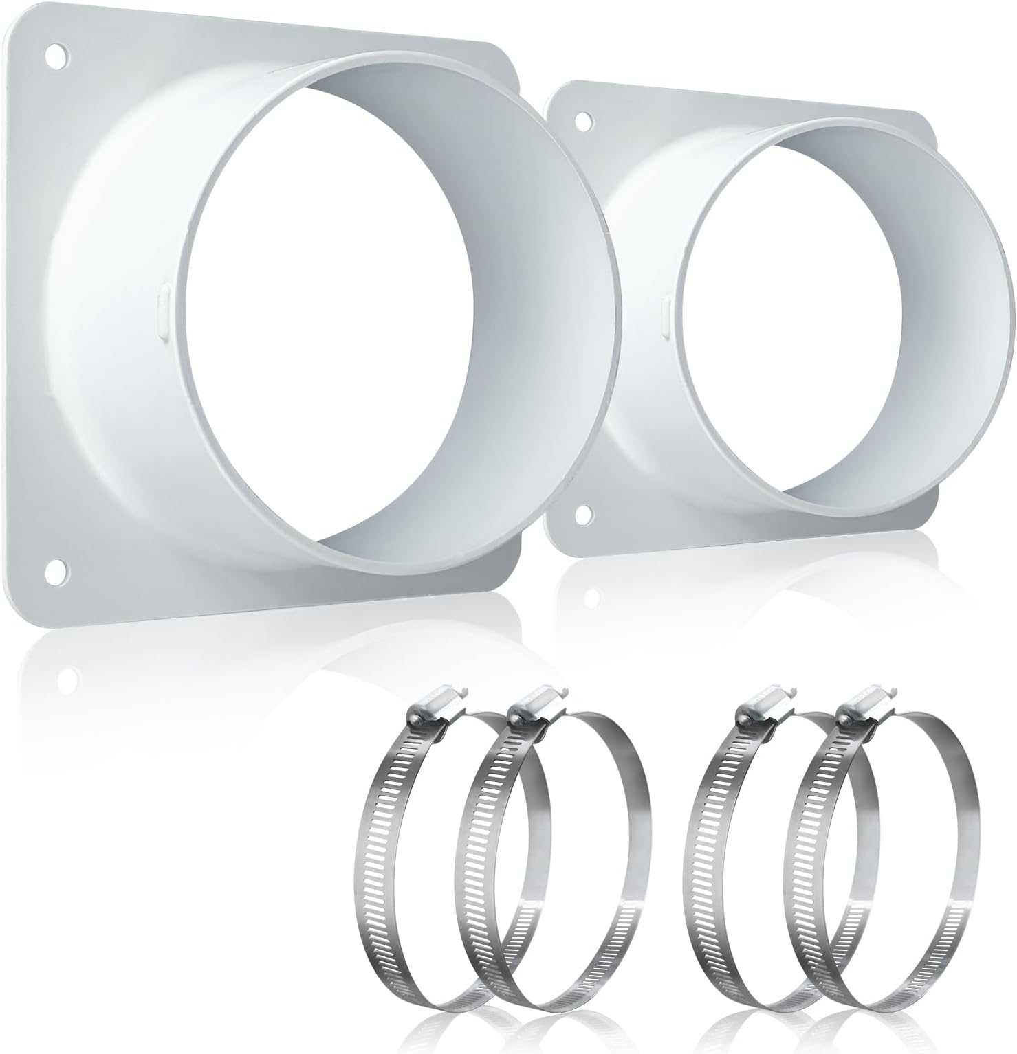 Kenburg 4" inch Air Vent Duct Connector Flange, Plastic Fryer Vent ...