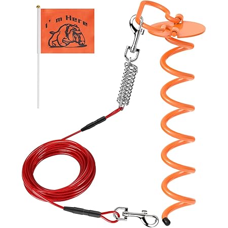 Amazon.com: VavoPaw Spiral Dog Tie Out Stakes Cable, 33FT Pet Dog ...