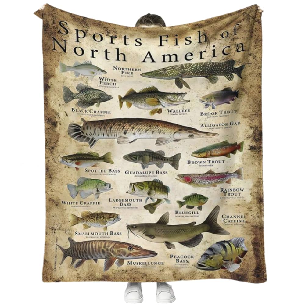 Educational Fish Species Blanket For Anglers Fishing Enthusiast Blanket ...