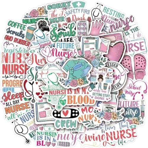 Amazon.com: 100 PCS Nurse Stickers Vinyl Waterproof Funny Nuse Stickers ...