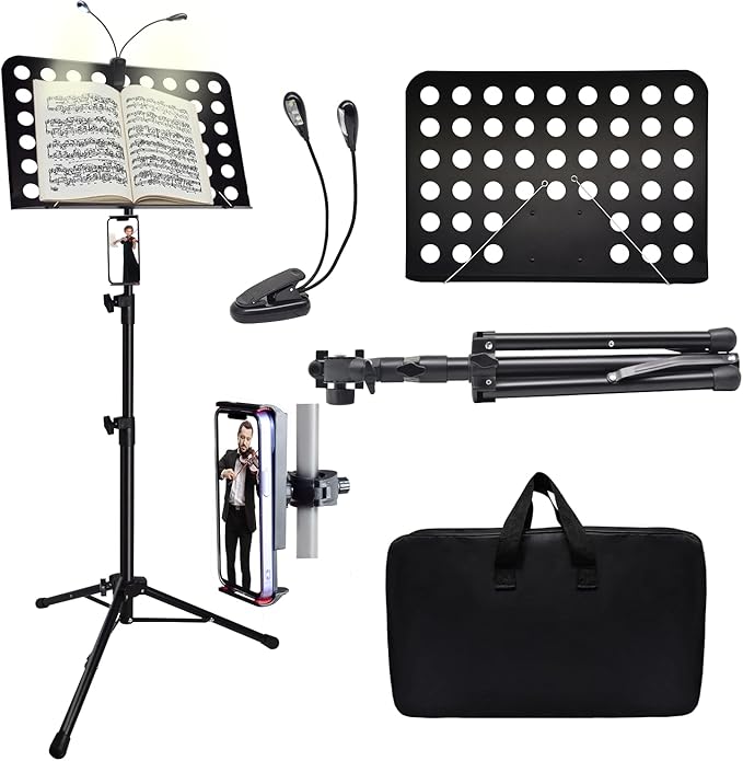 Amazon.com: Sheet Music Stand with Light & Phone Holder, 57" Music ...