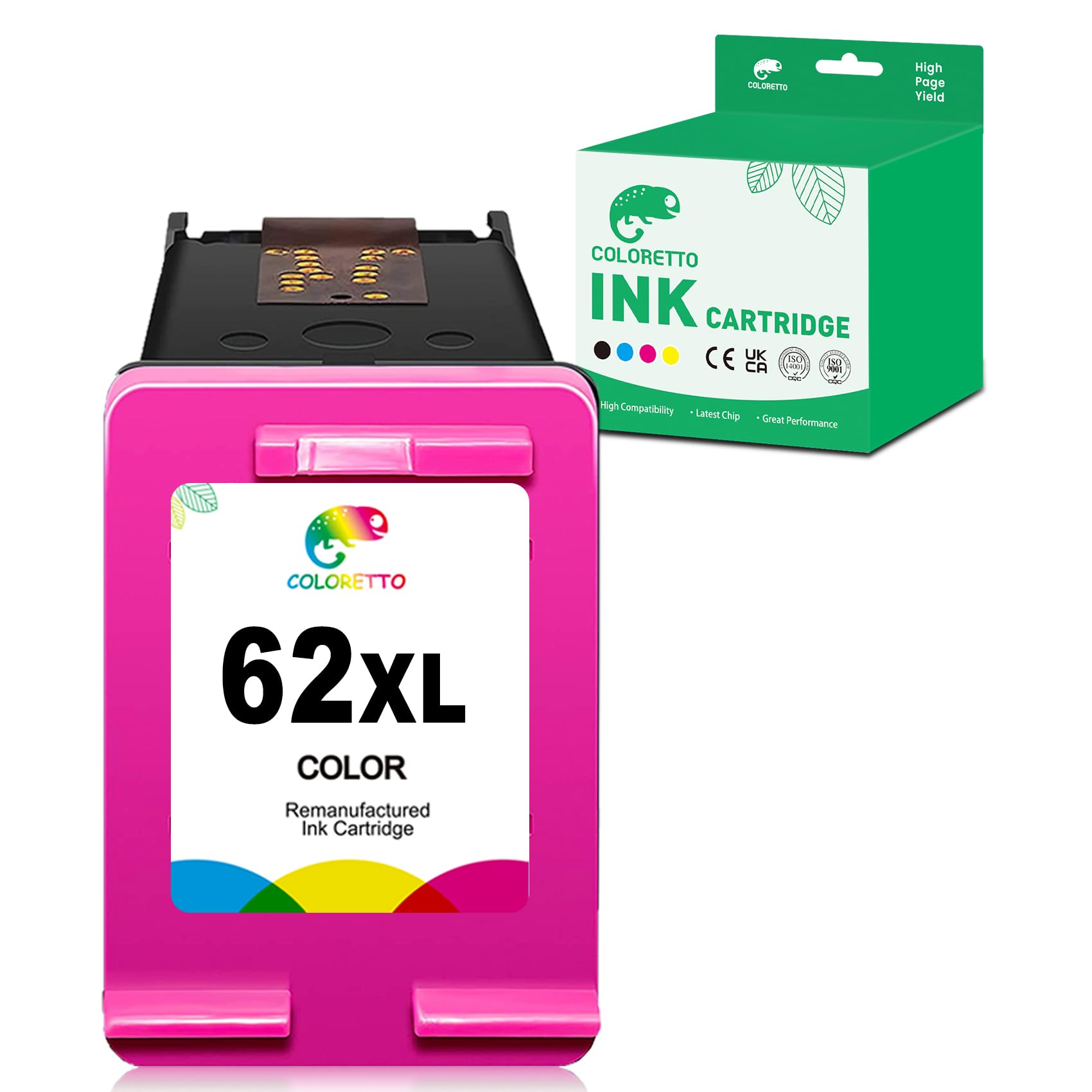 Amazon.com: COLORETTO 62 XL (1 Color) Remanufactured Printer Ink ...