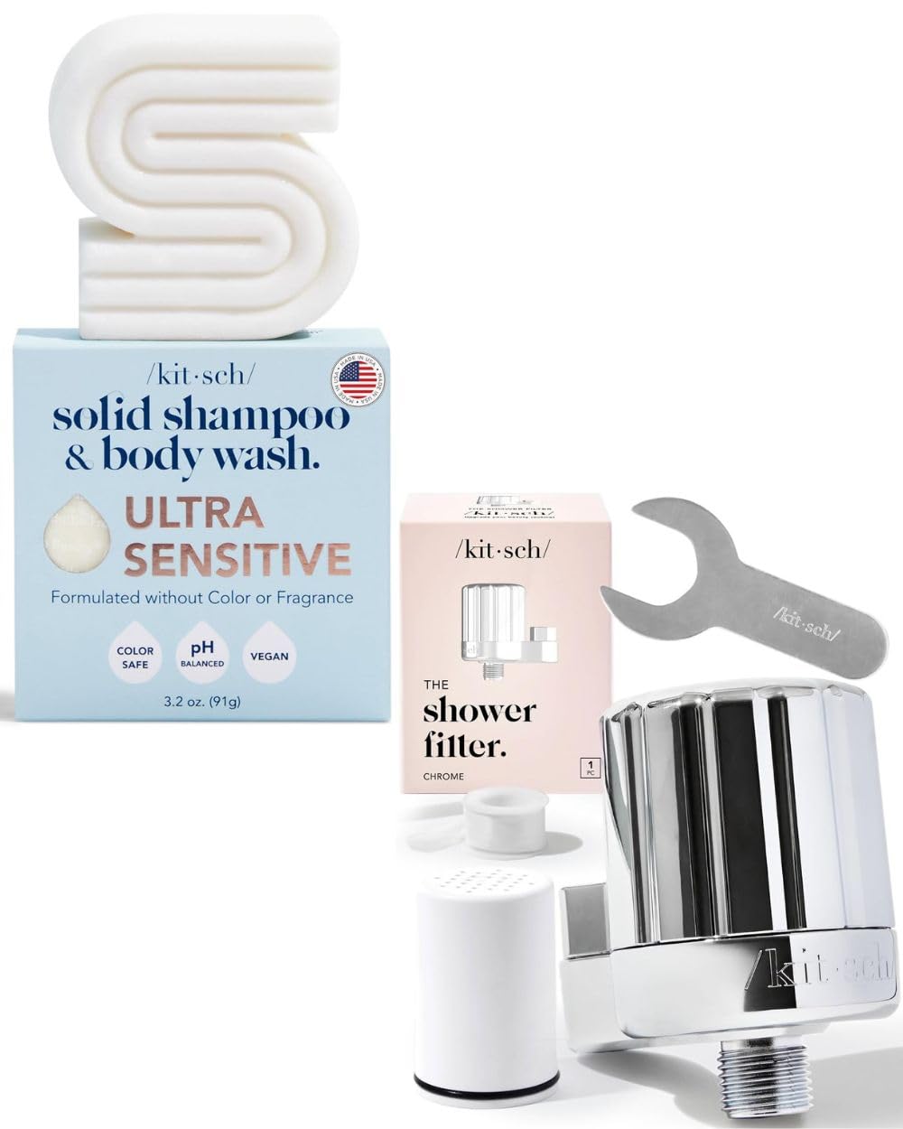 Amazon.com : Kitsch 2-in-1 Shampoo Bar Body Wash Bar & Shower Head ...