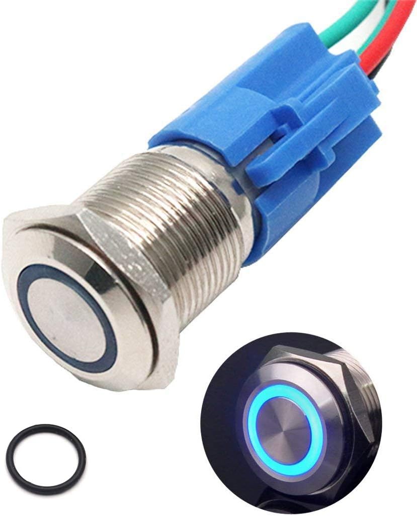 Sydien 1Pc 110V-220V 3A Latching/Self-Locking Push Button Switch with ...