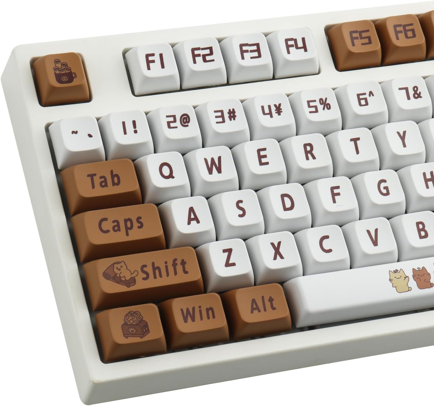 Amazon.com: Hyekit PBT Keycaps - 129 Keys Cat Coffee Design, Dye ...