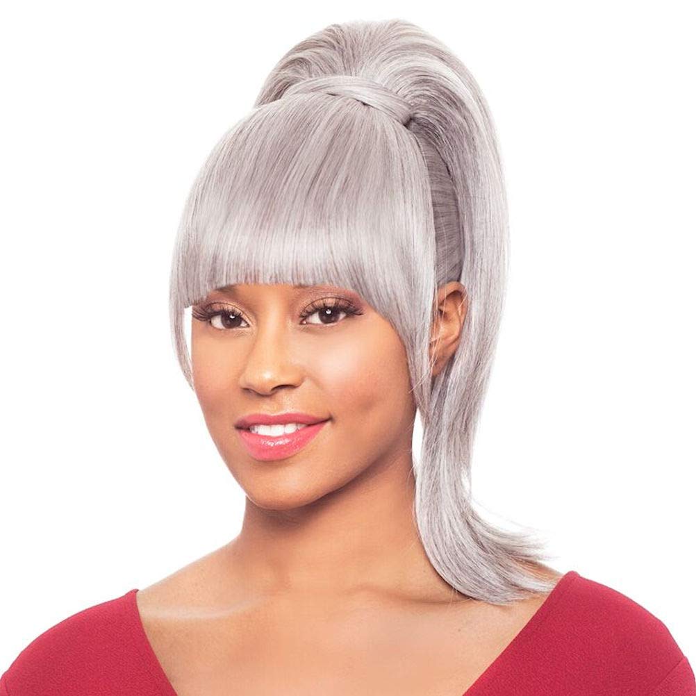 Amazon.com : Foxy Silver (Duet01) - Heat Resistant Fiber Bang ...