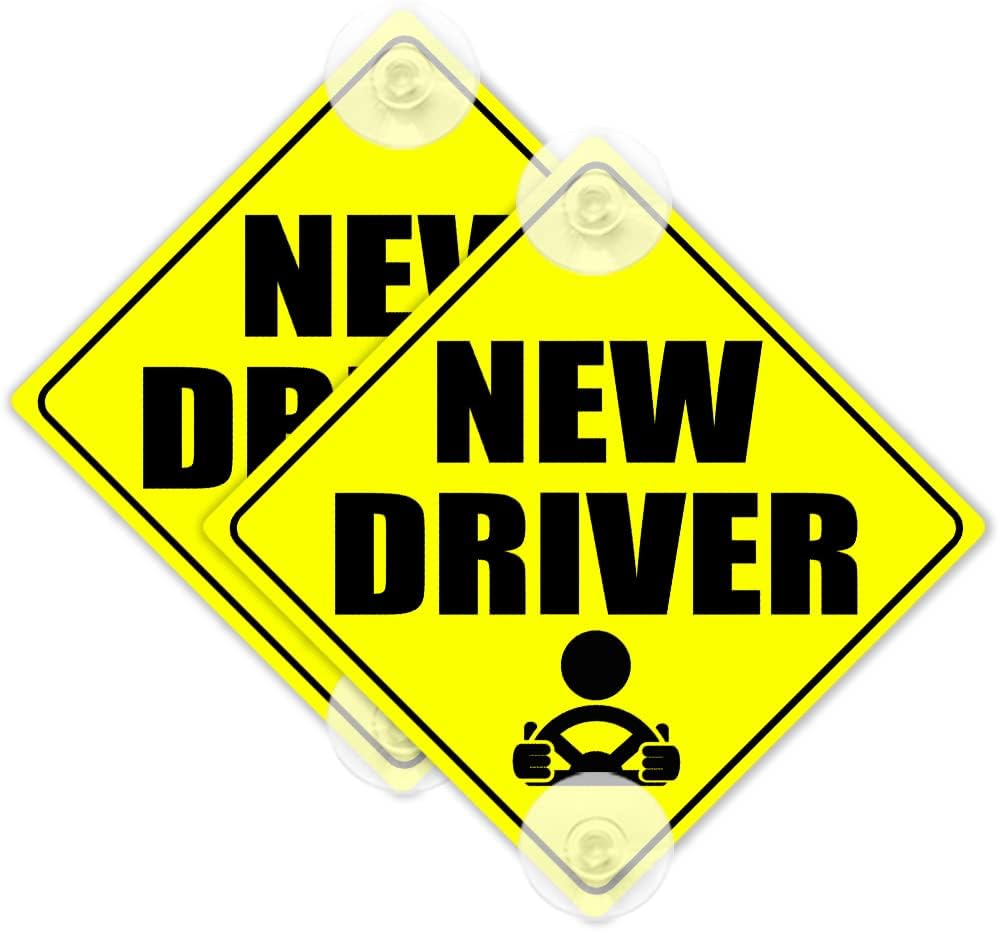 New Driver Sign - 5" x 5" Novice Driver Sticker - Pack of 2 - New ...