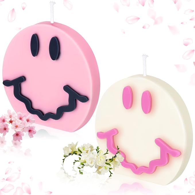Amazon.com: Qunclay 2 Pieces Preppy Candle Happy Smile Face Candle ...