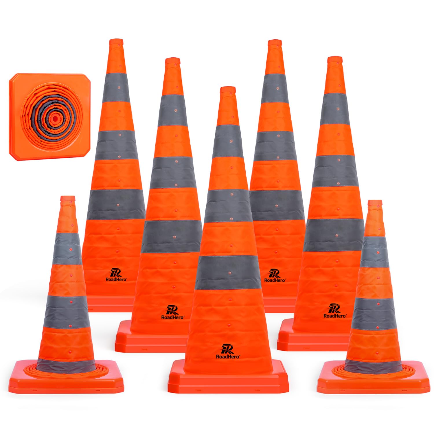 RoadHero 36 Inch [8 Pack] Collapsible Traffic Safety Cones, Multi ...