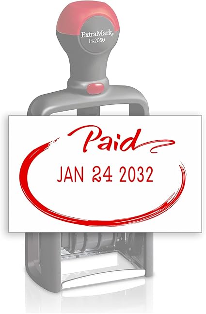 Amazon.com : Heavy Duty Style Office Date Stamp with Paid - Self Inking ...