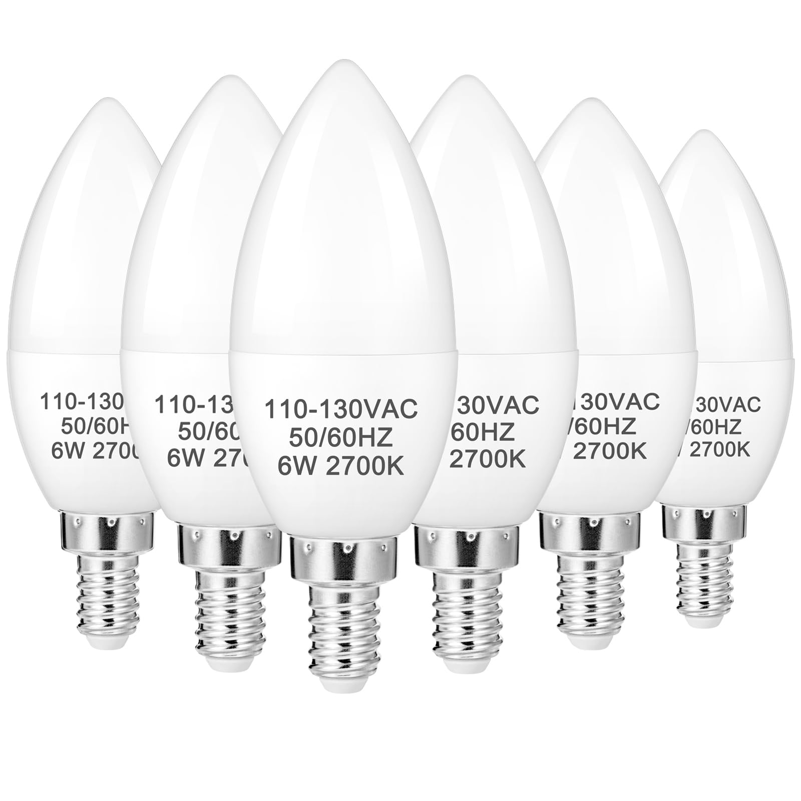 DIAMIAQ B11 LED Light Bulb E12 LED Bulb Warm White 2700K 600 Lumens ...