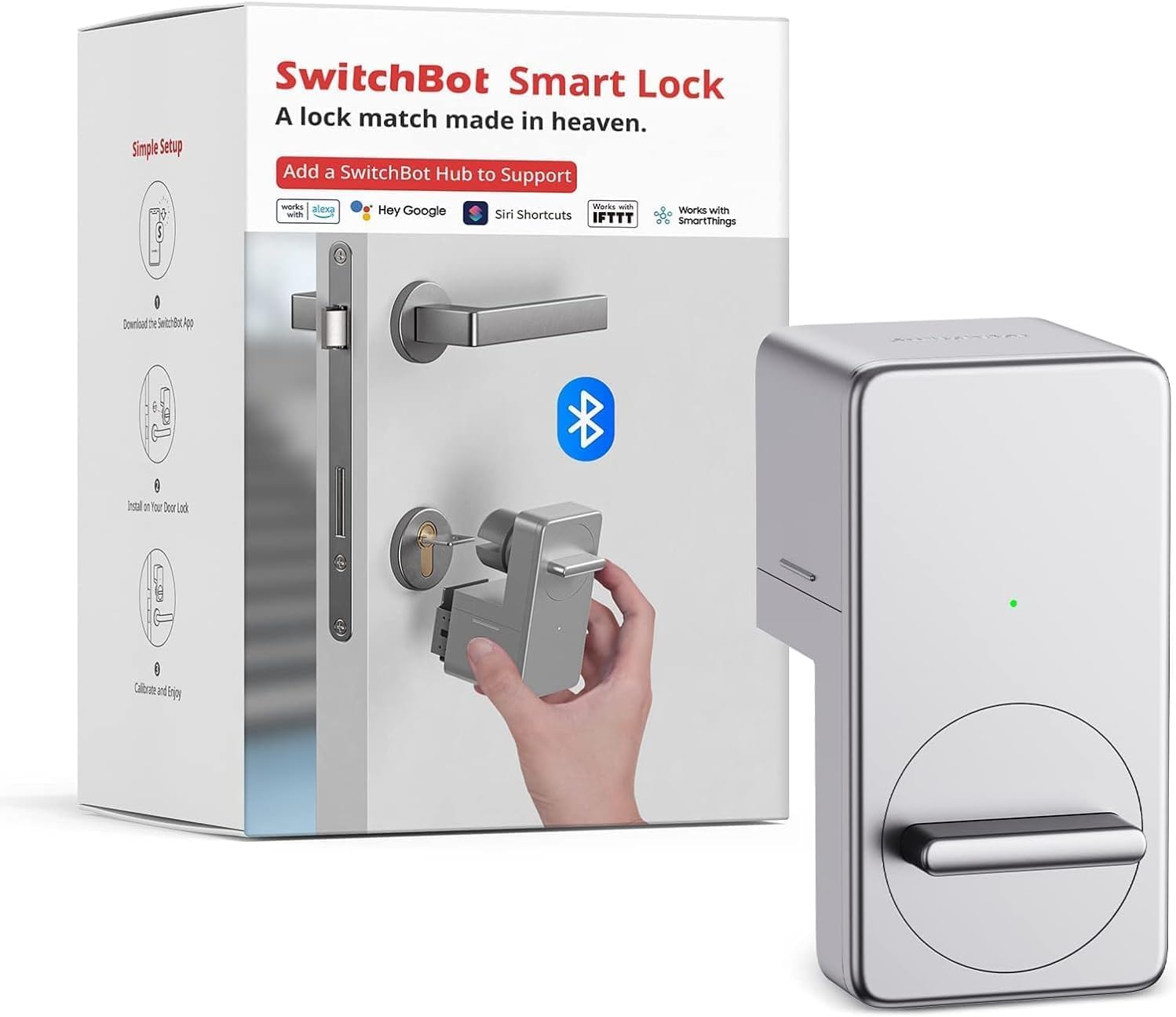 SwitchBot Smart Lock, Bluetooth Electronic Deadbolt, Keyless Entry Door ...