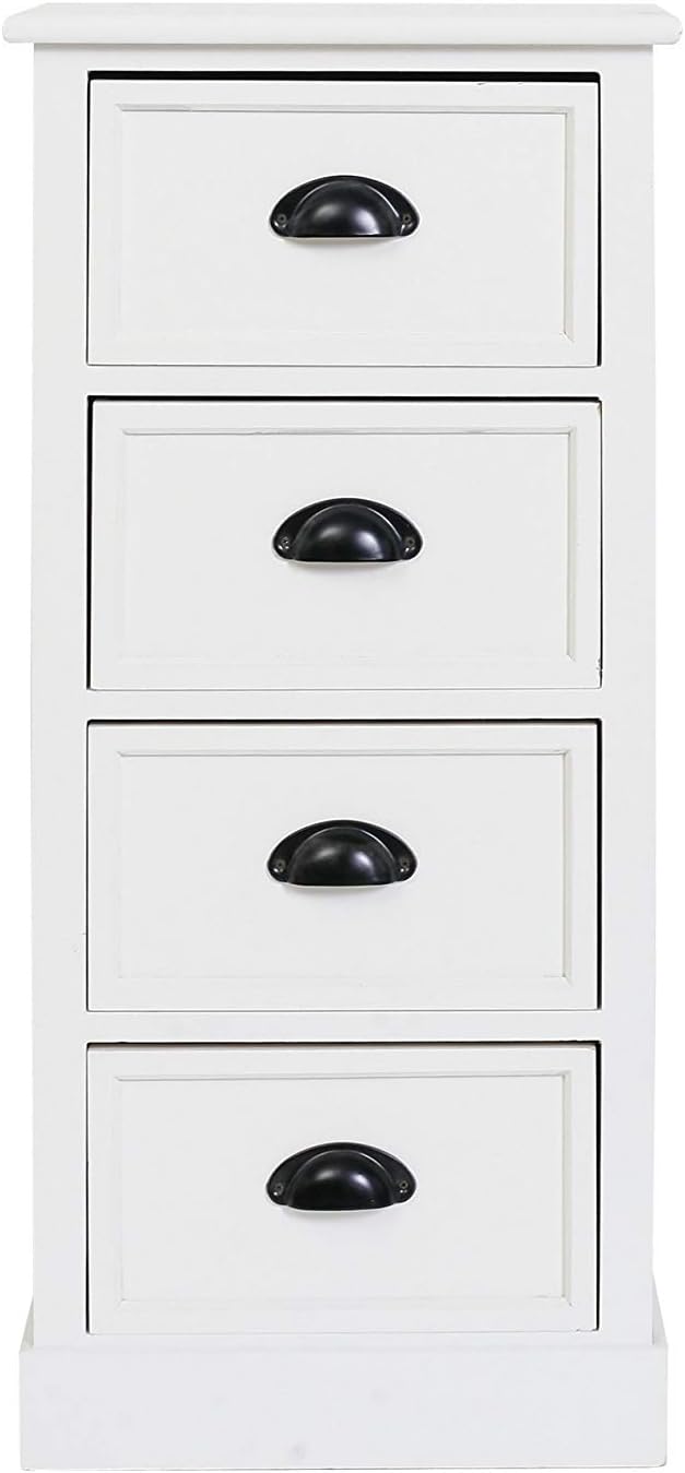 Rebecca Mobili Caisson de Rangement 4 Tiroirs, Commode Classique, Blanc ...