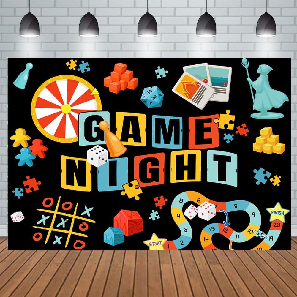 Amazon.com : Aperturee 5x3ft Game Night Backdrop Game Party Decorations ...