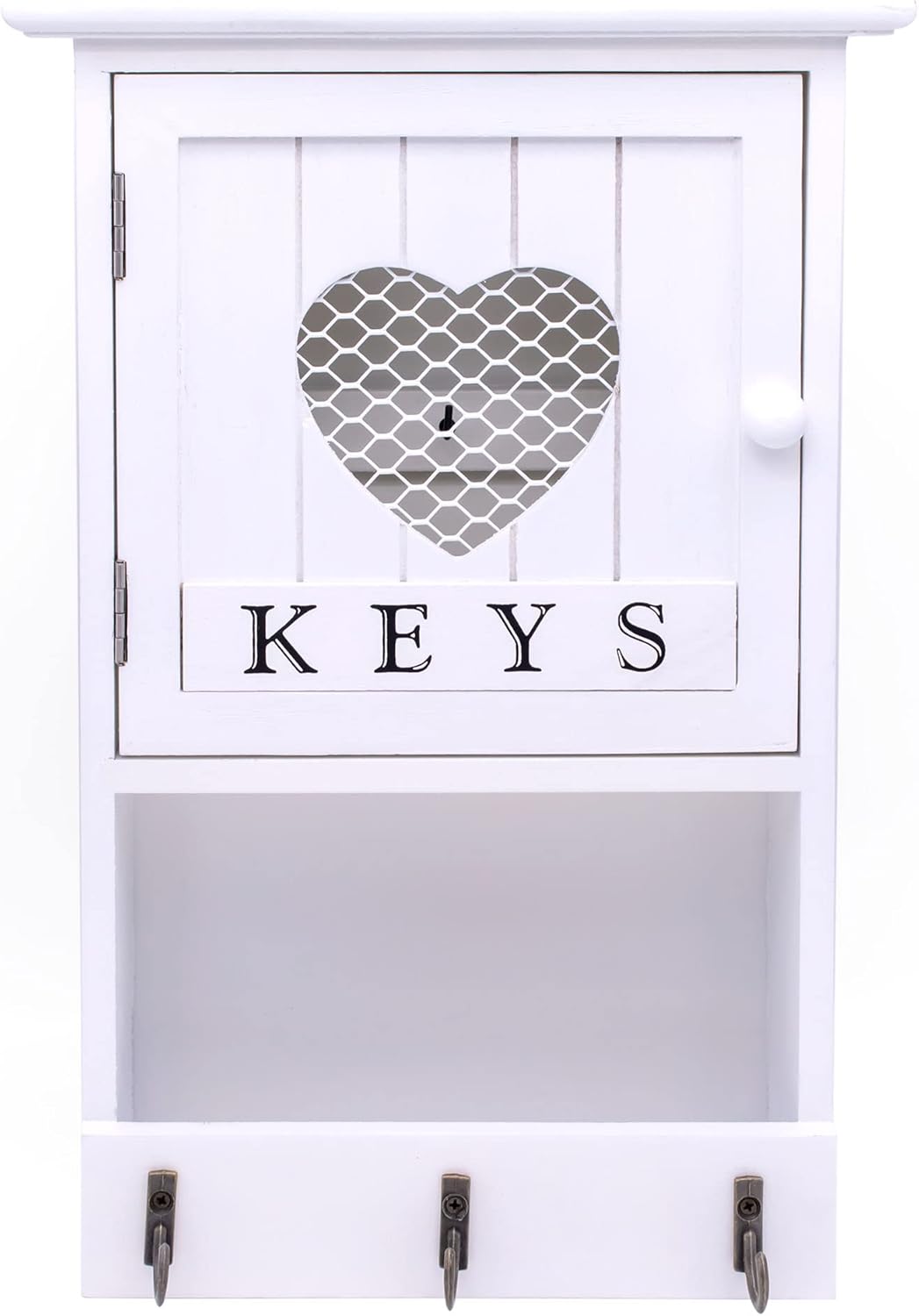 Amazon.com: White Wooden 'Keys' 9 Key Storage Box Wall Mounted Heart ...