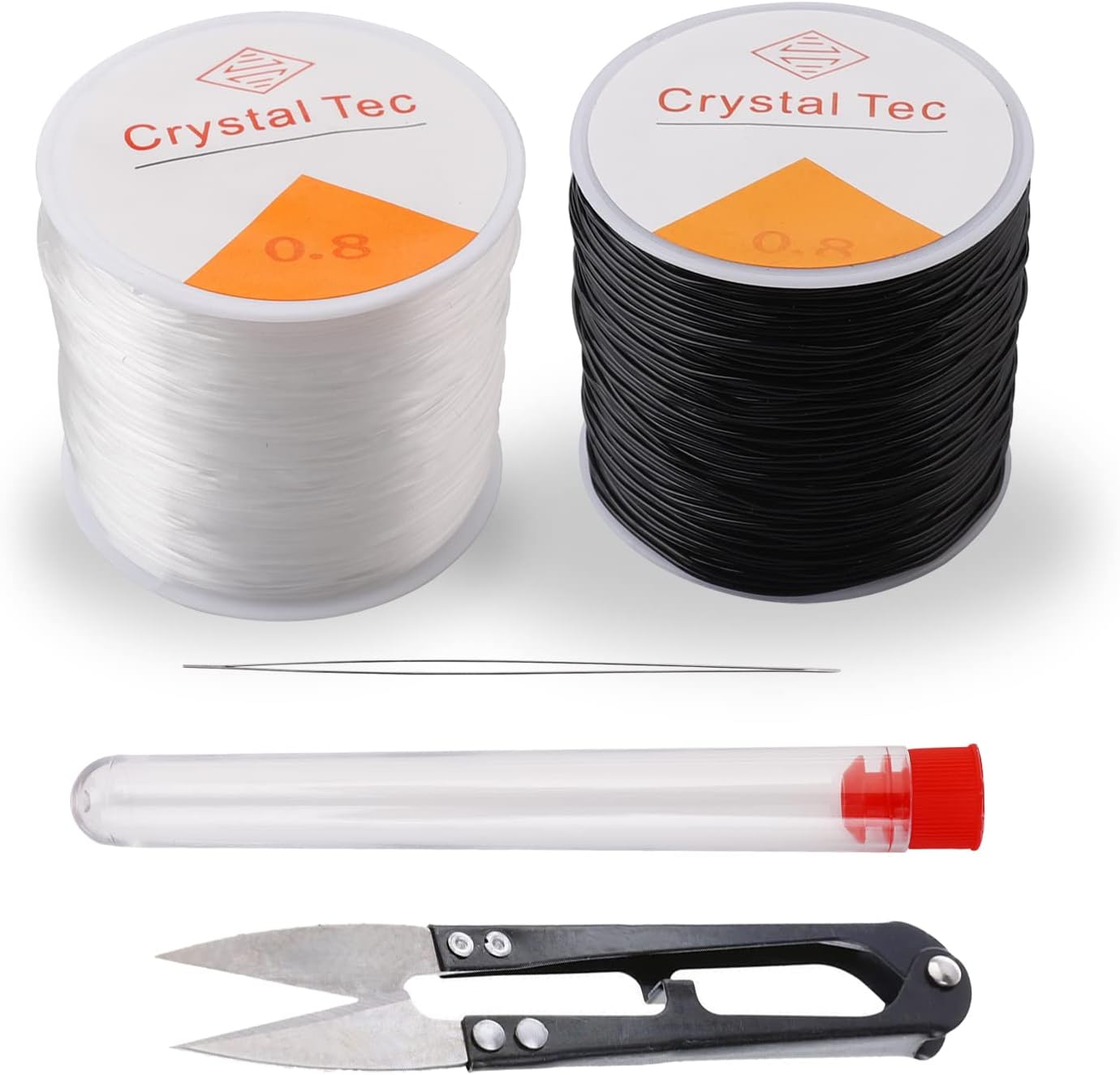 Amazon.com: 0.8mm Elastic Bead Cord, 2Rolls Black and Clear Elastic ...