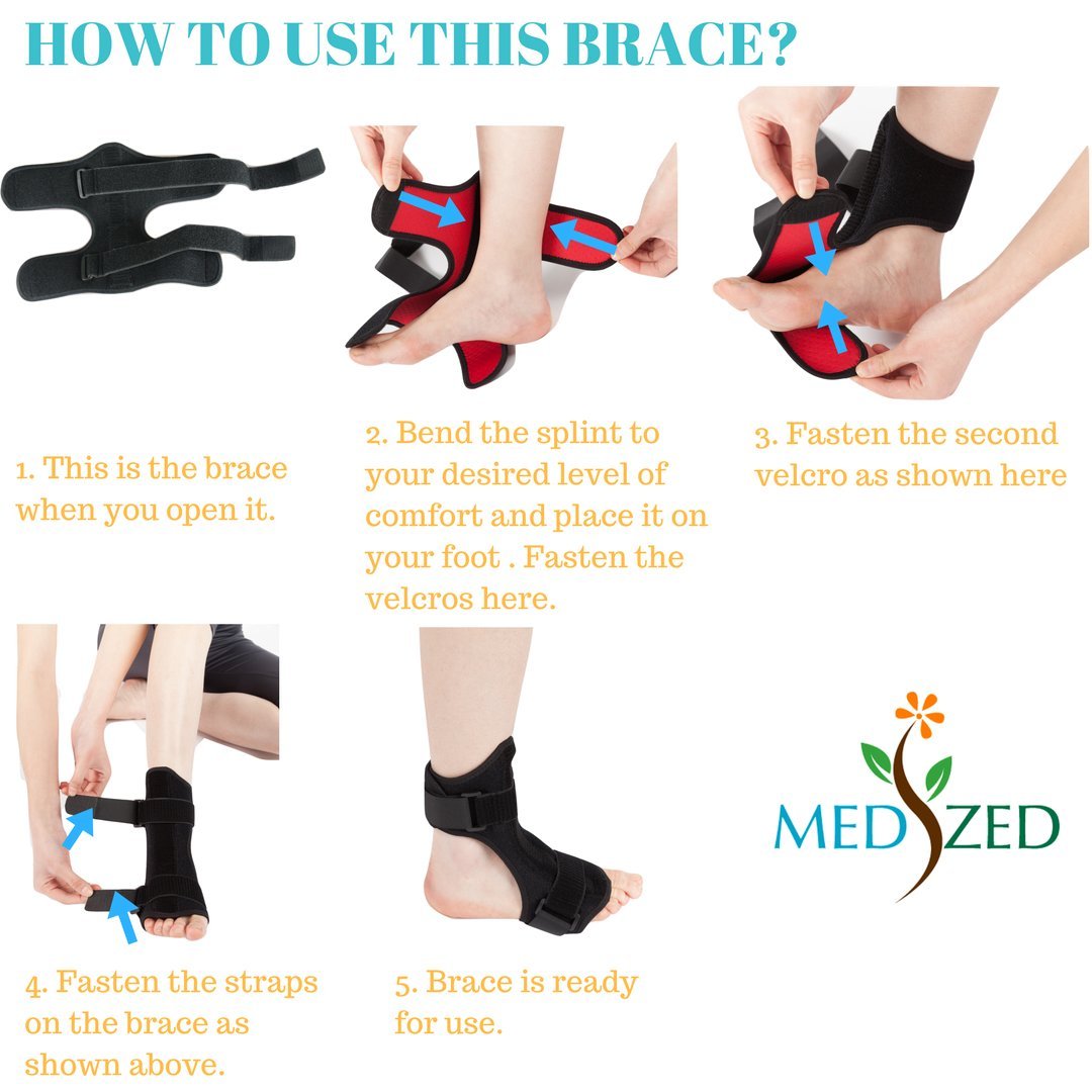 MEDIZED Plantar Fasciitis Posterior Night Splint Foot Drop Ankle ...