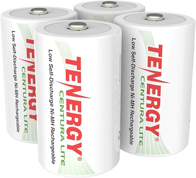 Amazon.com: Tenergy Centura Lite 1.2V NiMH Rechargeable D Battery ...