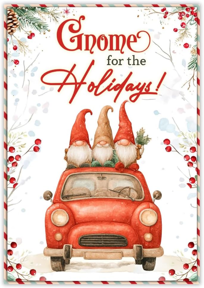 Amazon.com: BlinkWishes Gnome Christmas Card, Christmas Cards Gnome ...