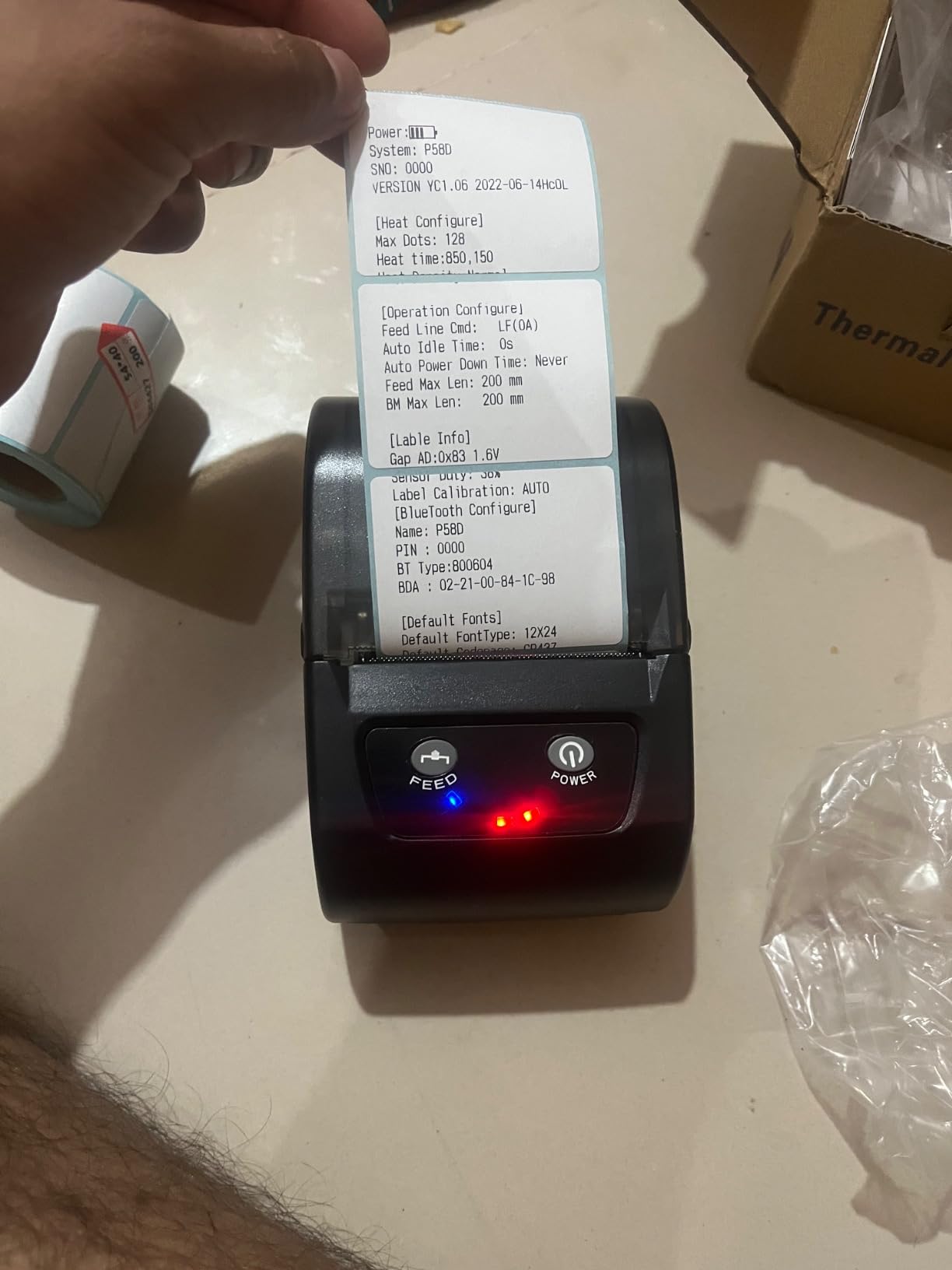 RAISA PRINTECH 58MM Thermal Label Printer with Battery Backup ...
