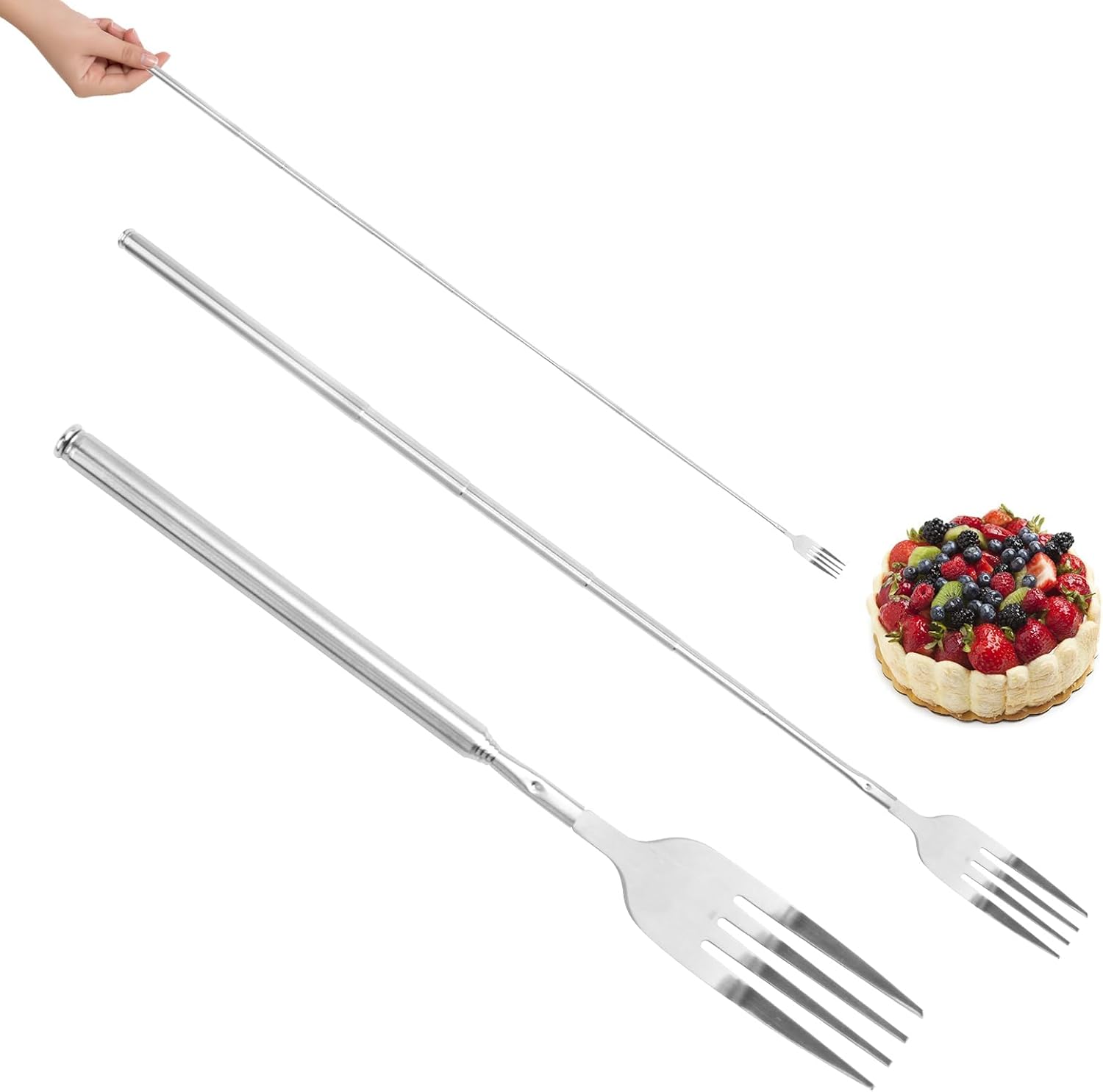 Amazon.com: Telescopic Extendable Long Fork 64.6CM - Stainless Steel ...