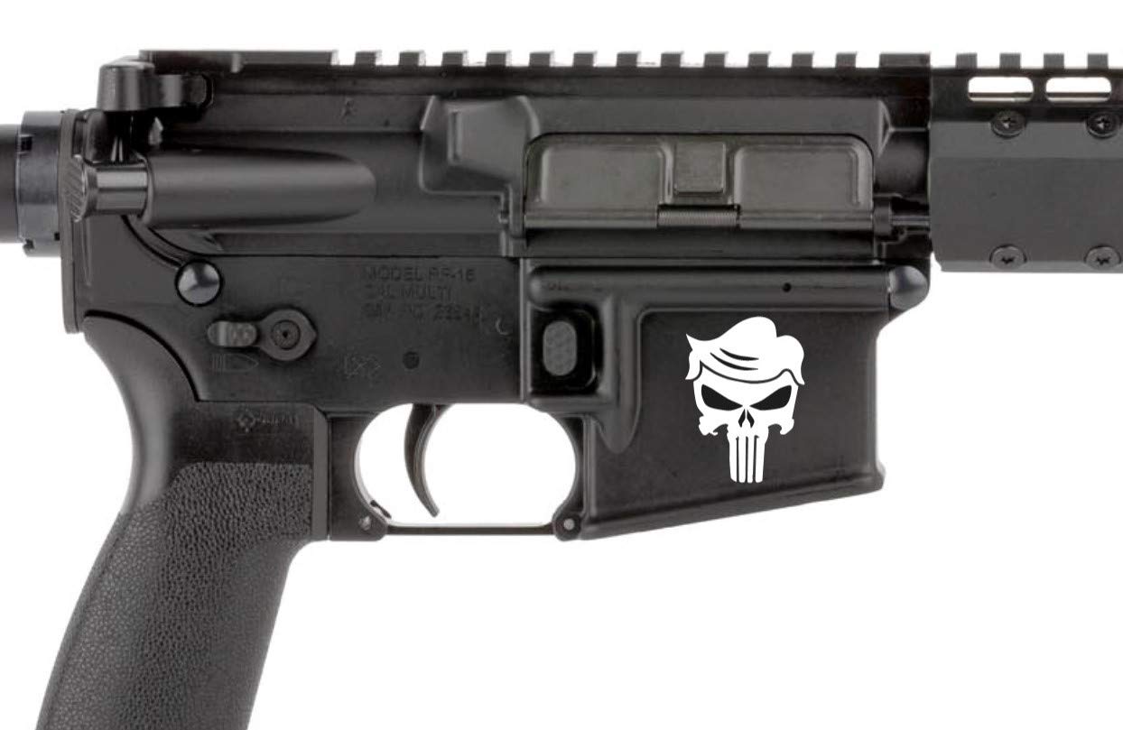 Trump Punisher AR15 Lower sticker- 5" Decal {WHITE}- MAGA, Pro Trump ...