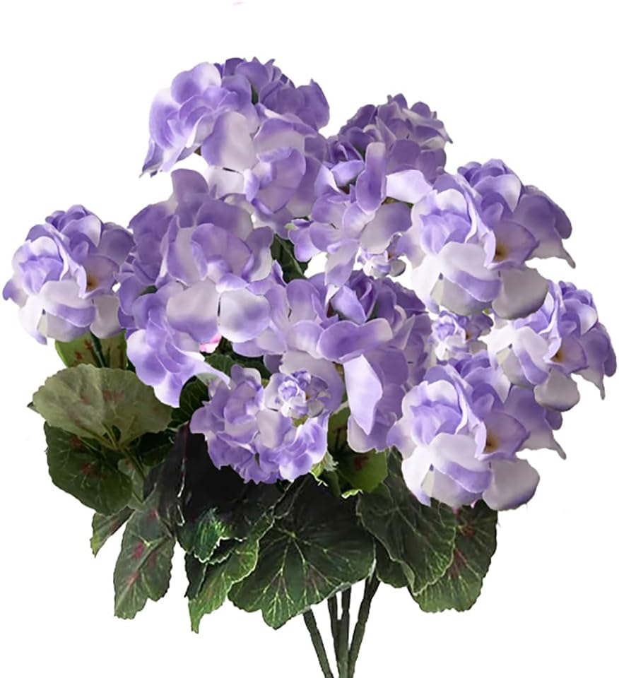 Amazon.com: FERIAL 2PCS Artificial Geraniums Faux Flowers Light Purple ...