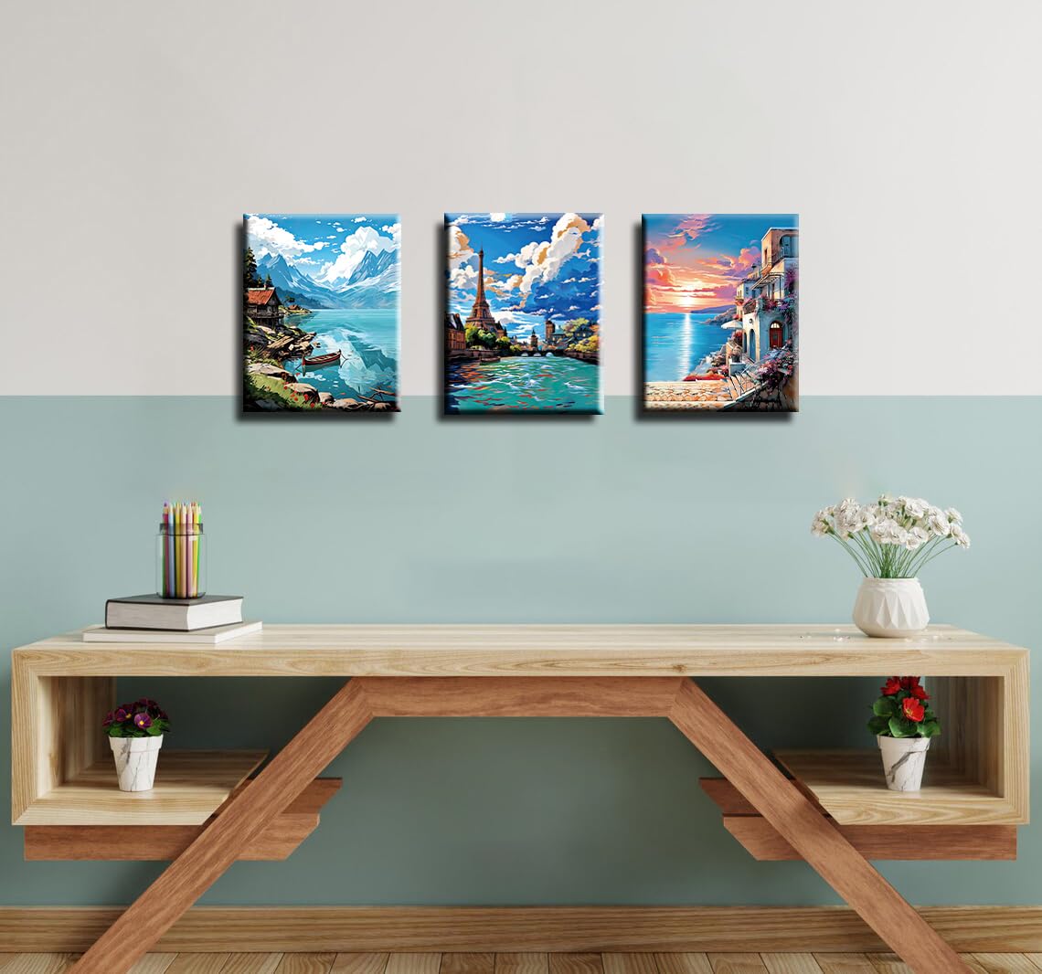 Snapklik.com : Framed Travel Landscape Canvas Art Print Set,World ...