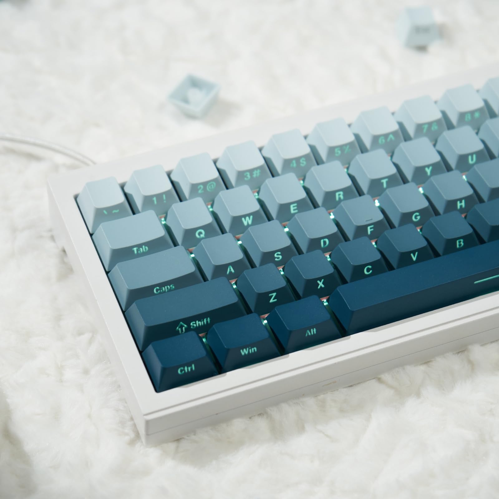 Buy PBT Double Keycap,Blue Gradient Side Printed Keycaps, Backlit ...