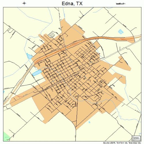 Amazon.com: Large Street & Road Map of Edna, Texas TX - Printed poster ...