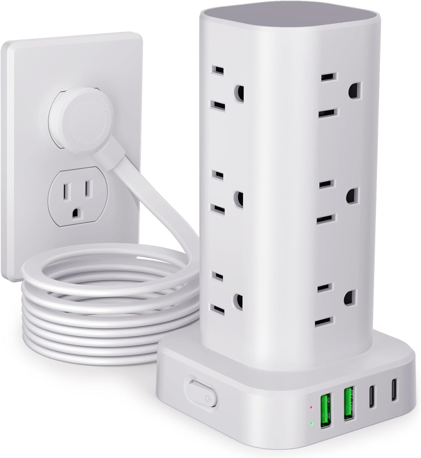 Amazon.com: Power Strip Tower with Multiple Outlets, Flat Plug Surge ...