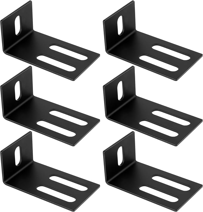 Pack of 6 Angle Connectors, Metal Angle 90 Degree Black Angle Mounting ...