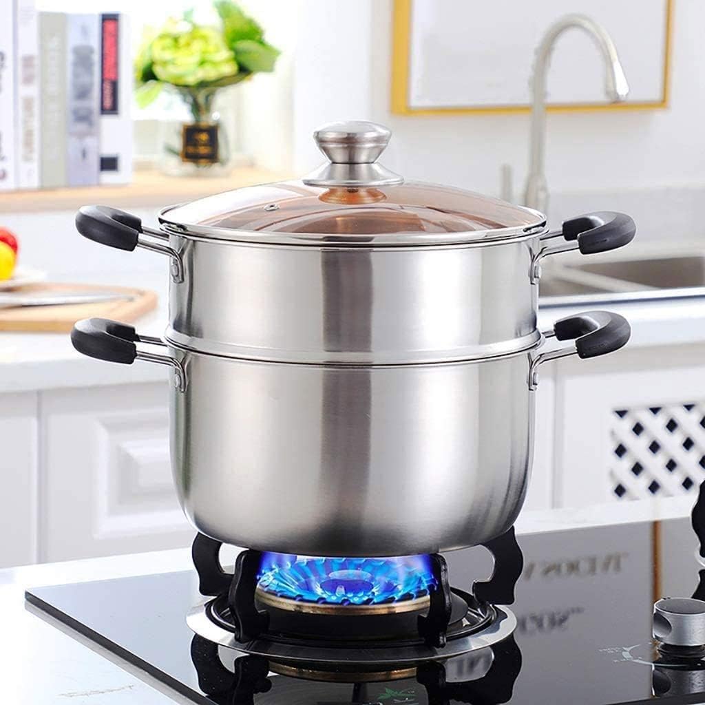 EVERMALL Stainless Steel Steamer Pot, 2 Tier Multi-Purpose Steamer ...