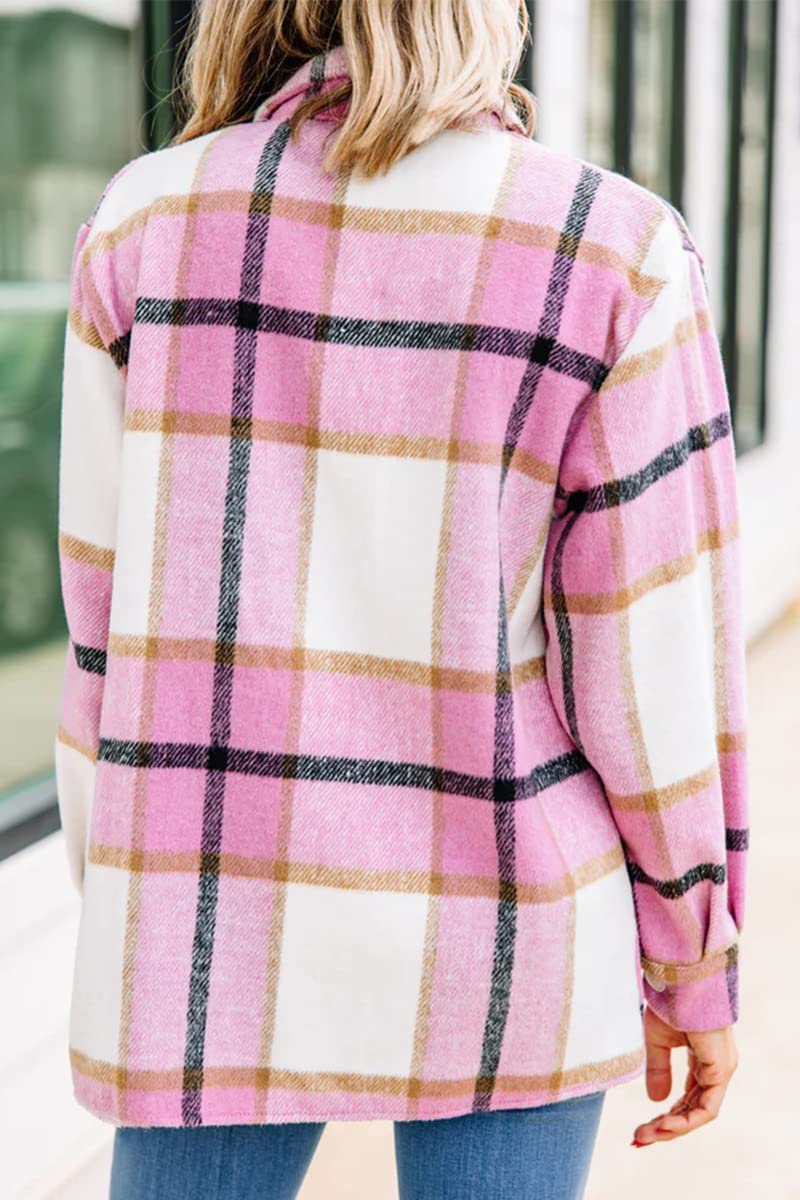 Snapklik.com : Trendy Queen Womens Flannel Shacket Casual Jacket Plaid ...