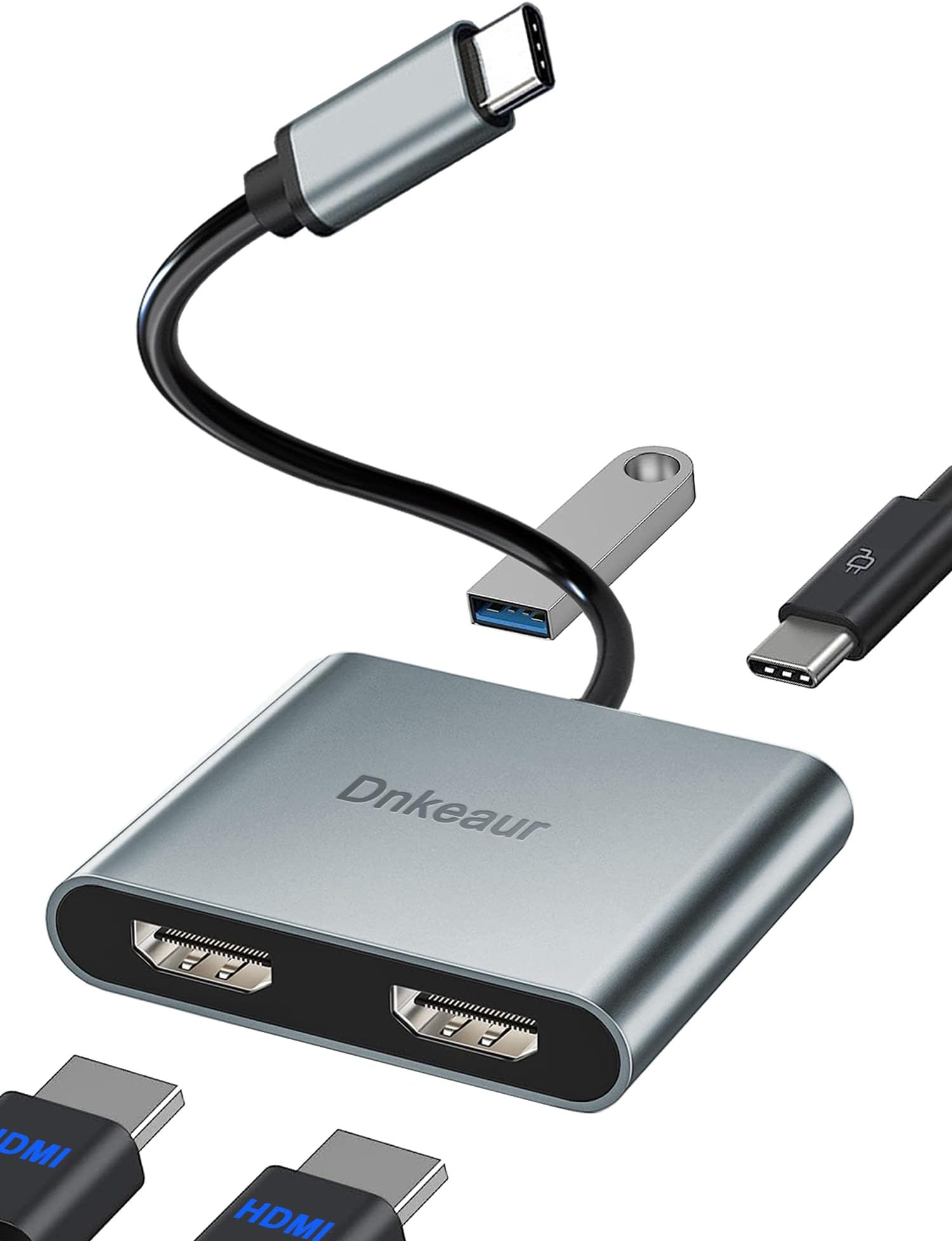 Amazon.com: USB C to Dual HDMI Adapter,USB C Splitter 2 Monitors ...