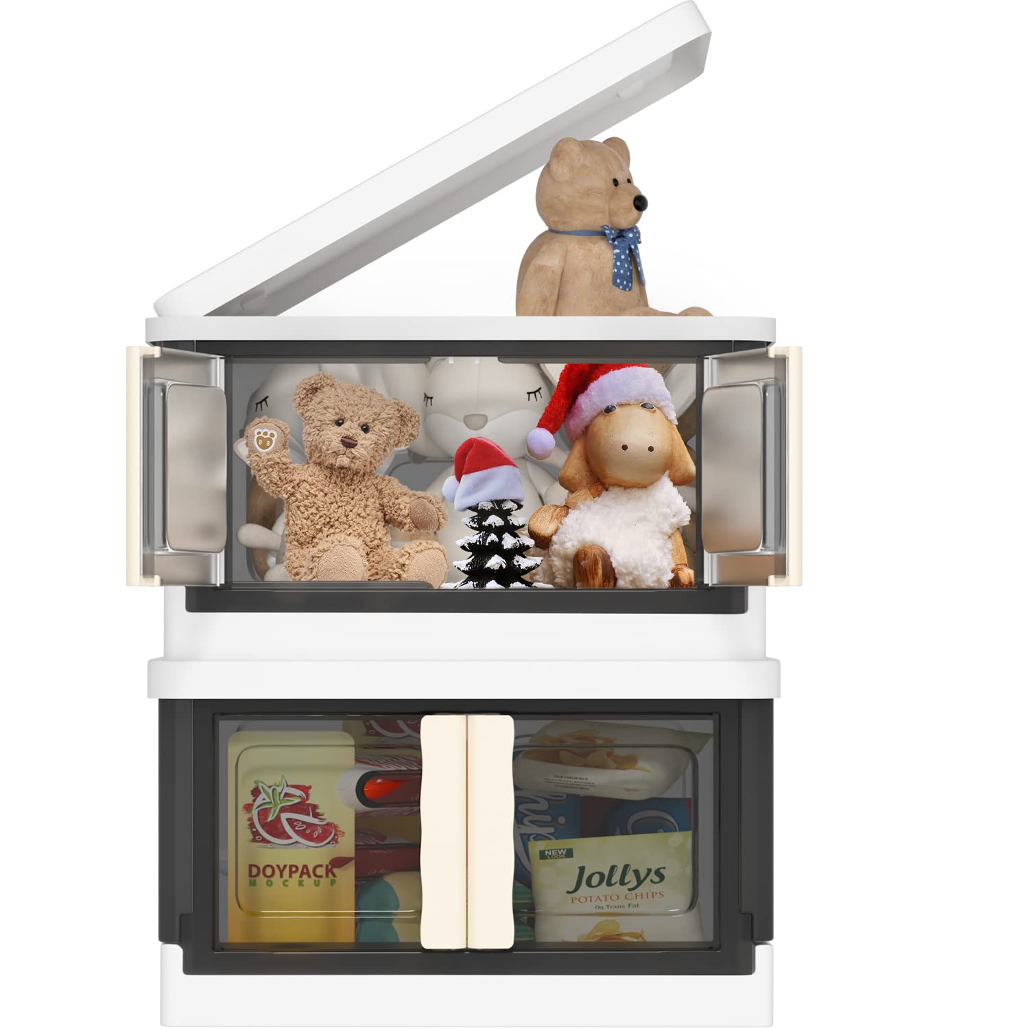 XJJX Large Storage Bins with Lids,10.5Gal Folding Storage Box with ...